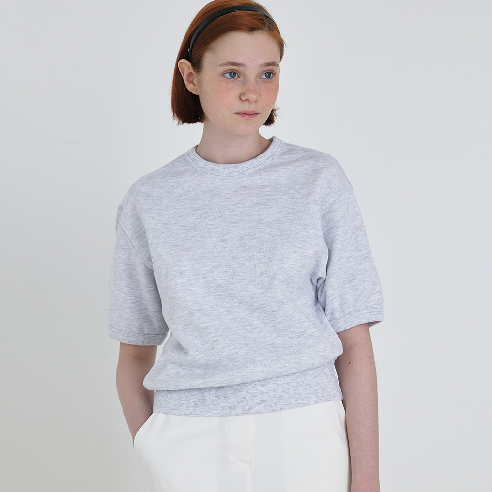 Reglan Half Sweatshirt - Melange Grey - HAGO(하고)