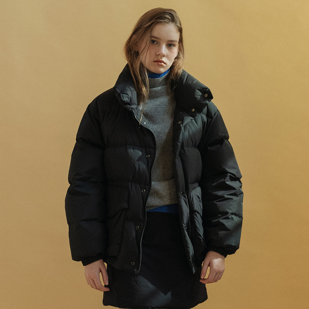 Goose Puffer Jacket - Black - HAGO(하고)