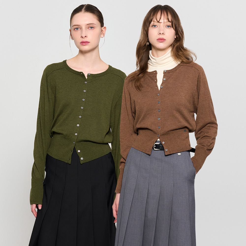 WOMAN 시그니처 울 크루넥 가디건 [4COL] / WBD3L04511 - 하고