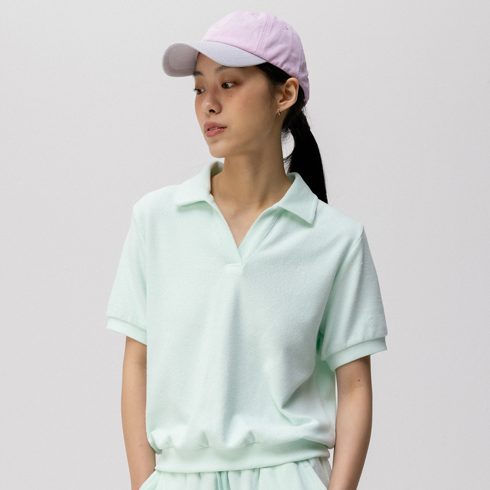 Soft Terry Open Collar T-Shirt (Mint) - HAGO(하고)