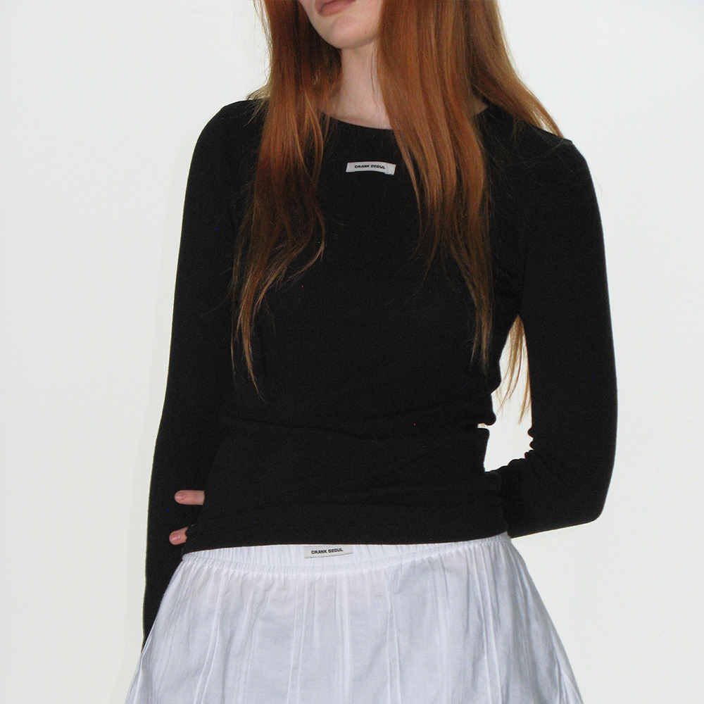 BASIC KNIT LONG SLEEVE TOP_BLACK - 하고(HAGO)