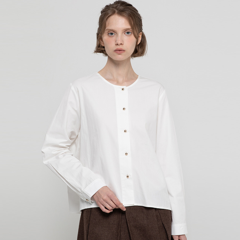 Roundneck blouse - White - HAGO(하고)