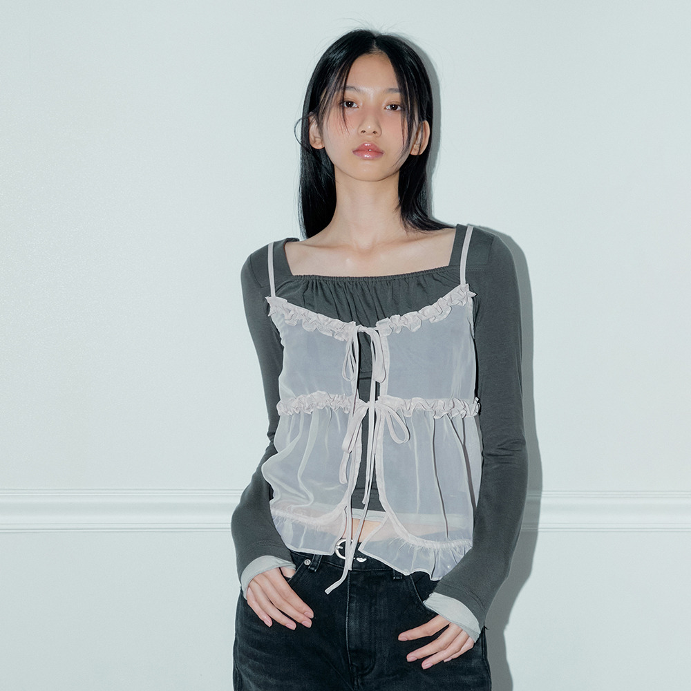 FRILL CHIFFON BUSTIER (SMOKE VIOLET) - 하고(HAGO)