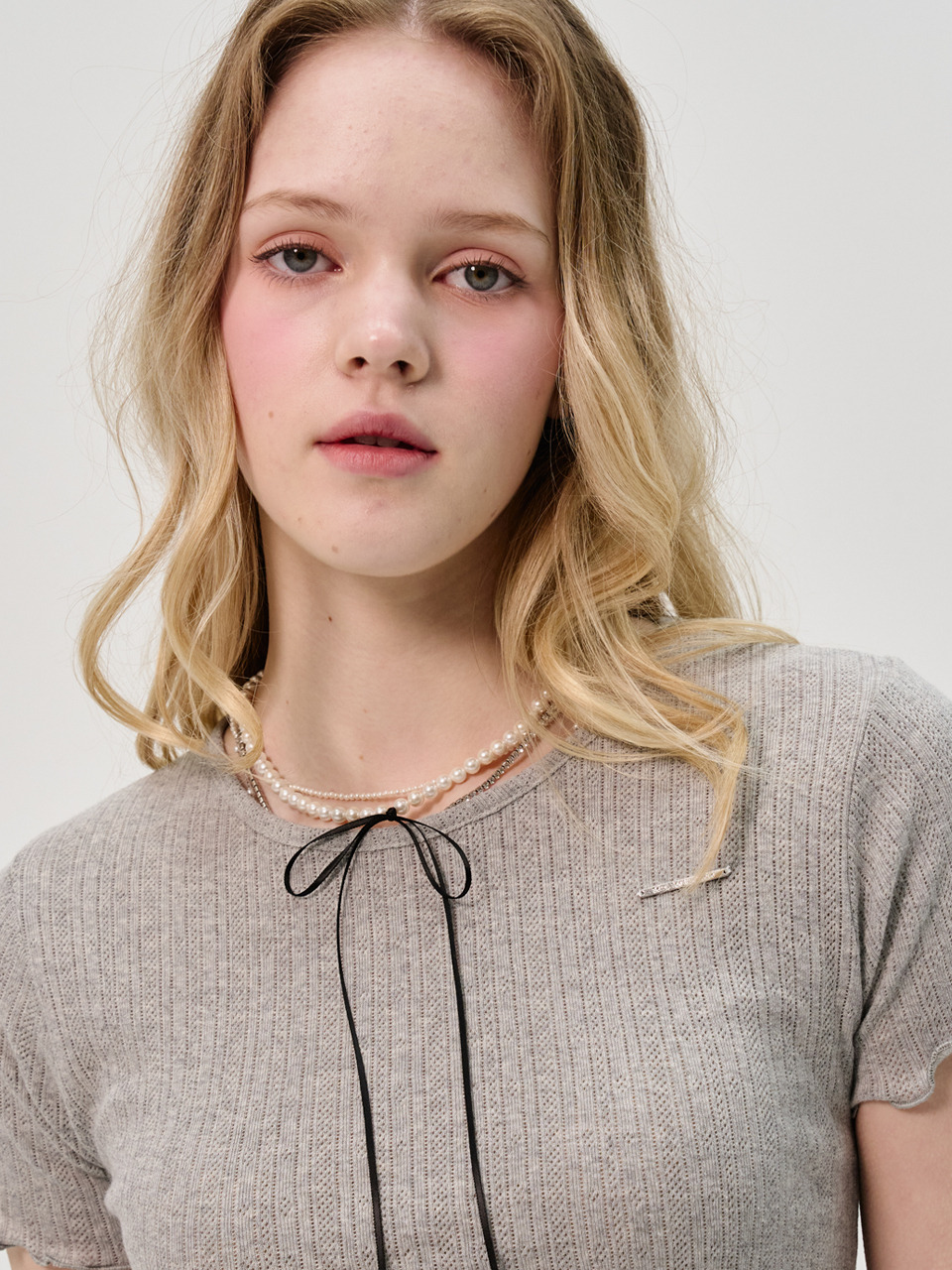 Slim Ribbon String Pearl Necklace_Ivory - 하고(HAGO)