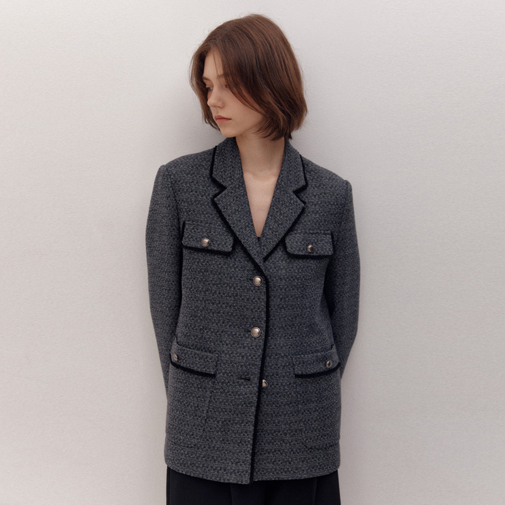 TAILORED TWEED JK (GREY) - 하고(HAGO)
