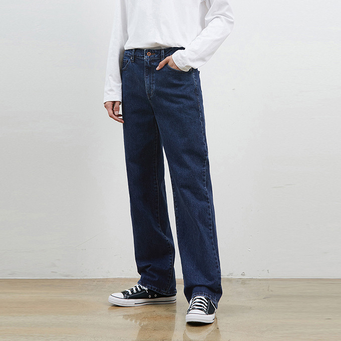 DENIM BASIC WIDE PANTS DARK BLUE - HAGO(하고)