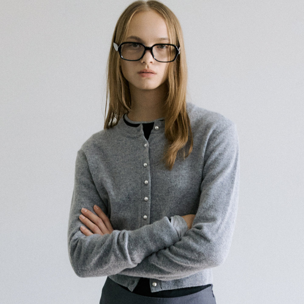 PEARLY BUTTON WOOL CARDIGAN / GRAY - HAGO(하고)