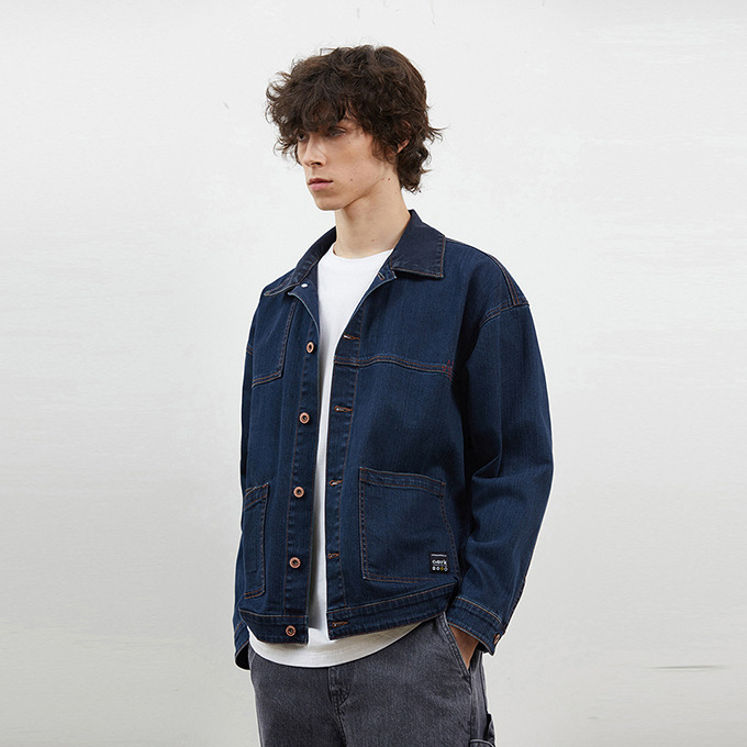 DENIM PATCH WORK JACKET DARK BLUE - HAGO(하고)