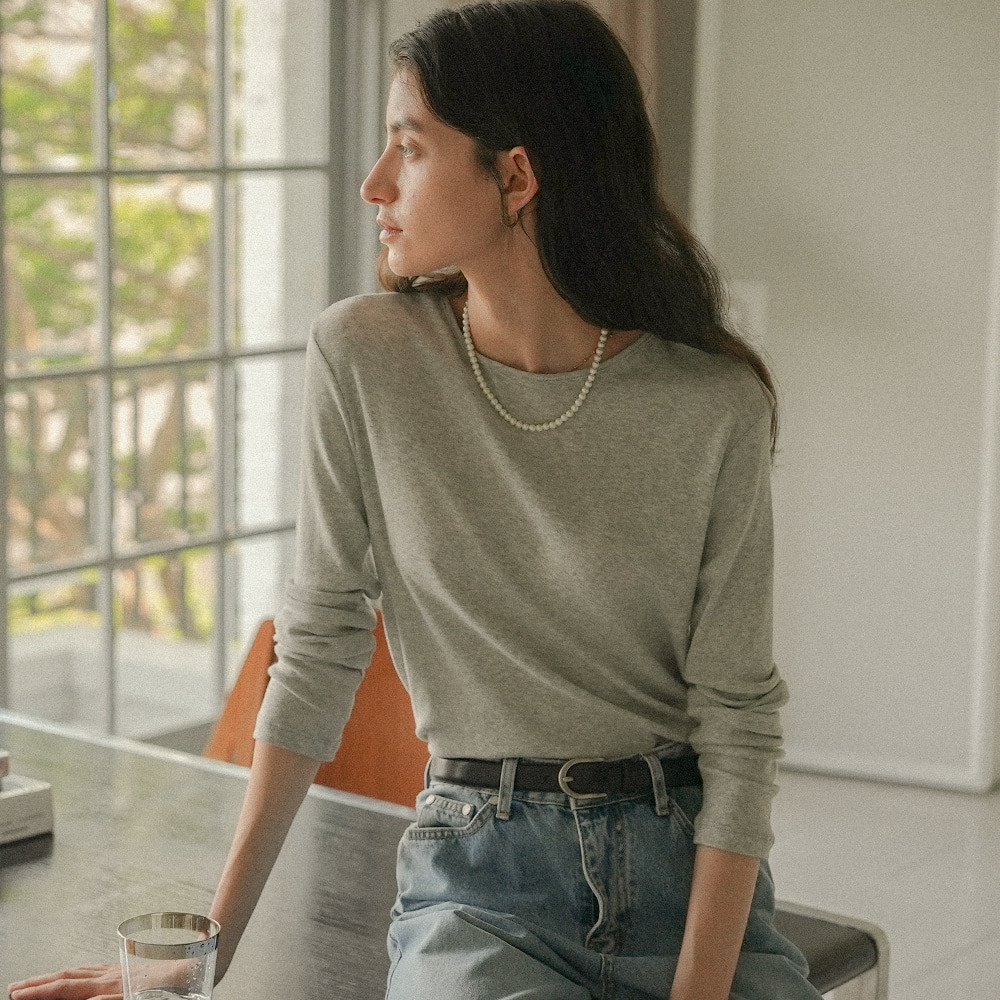 Modal basic slim t-shirt_Melange - 하고(HAGO)