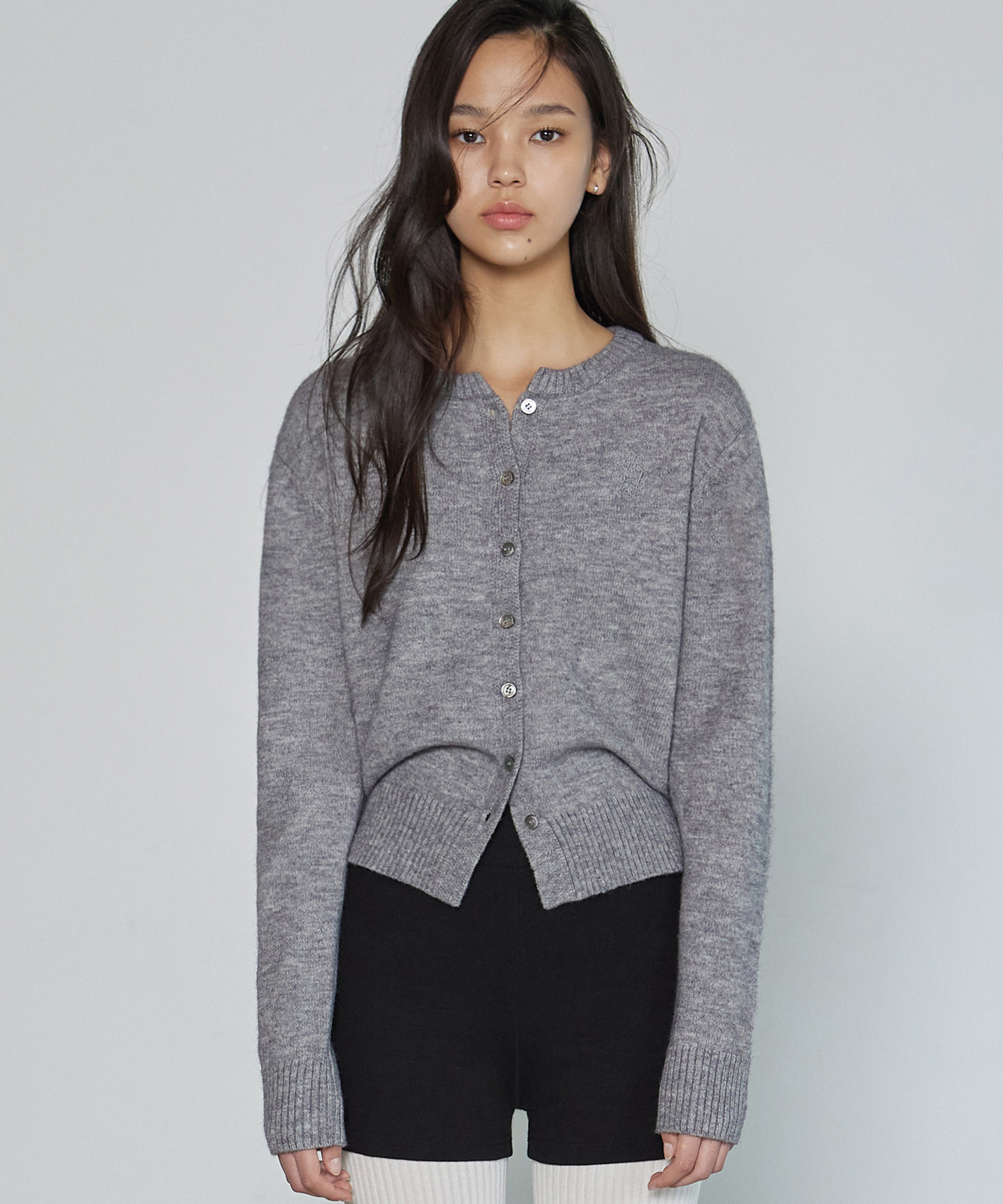 BASIC WOOL KNIT CARDIGAN MELANGE GREY - 하고(HAGO)