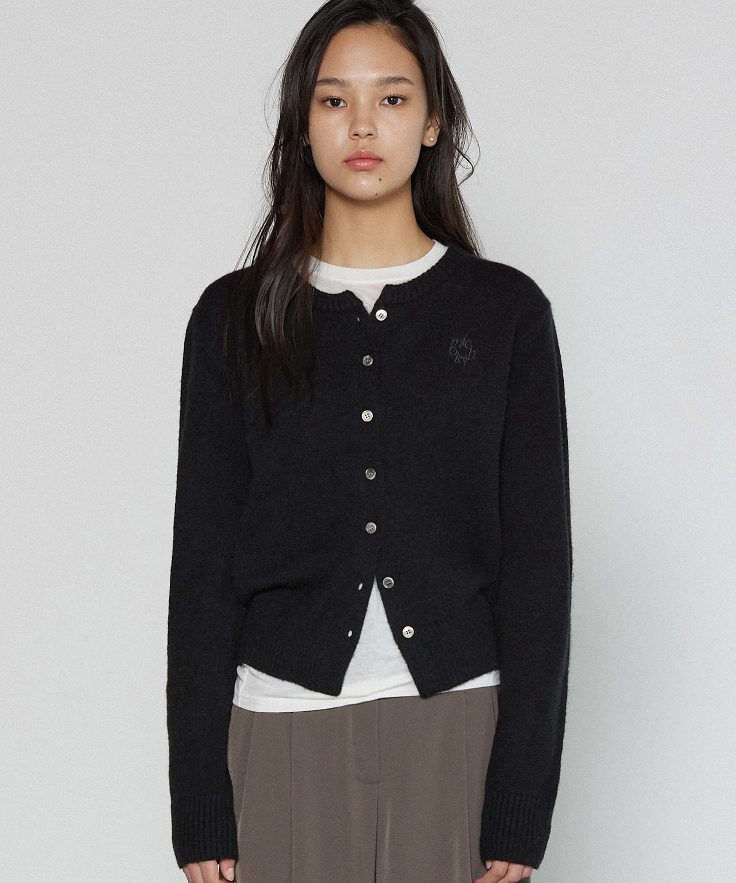 BASIC WOOL KNIT CARDIGAN BLACK - HAGO(하고)