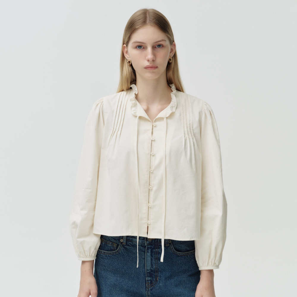 frill string blouse - ivory - HAGO(하고)
