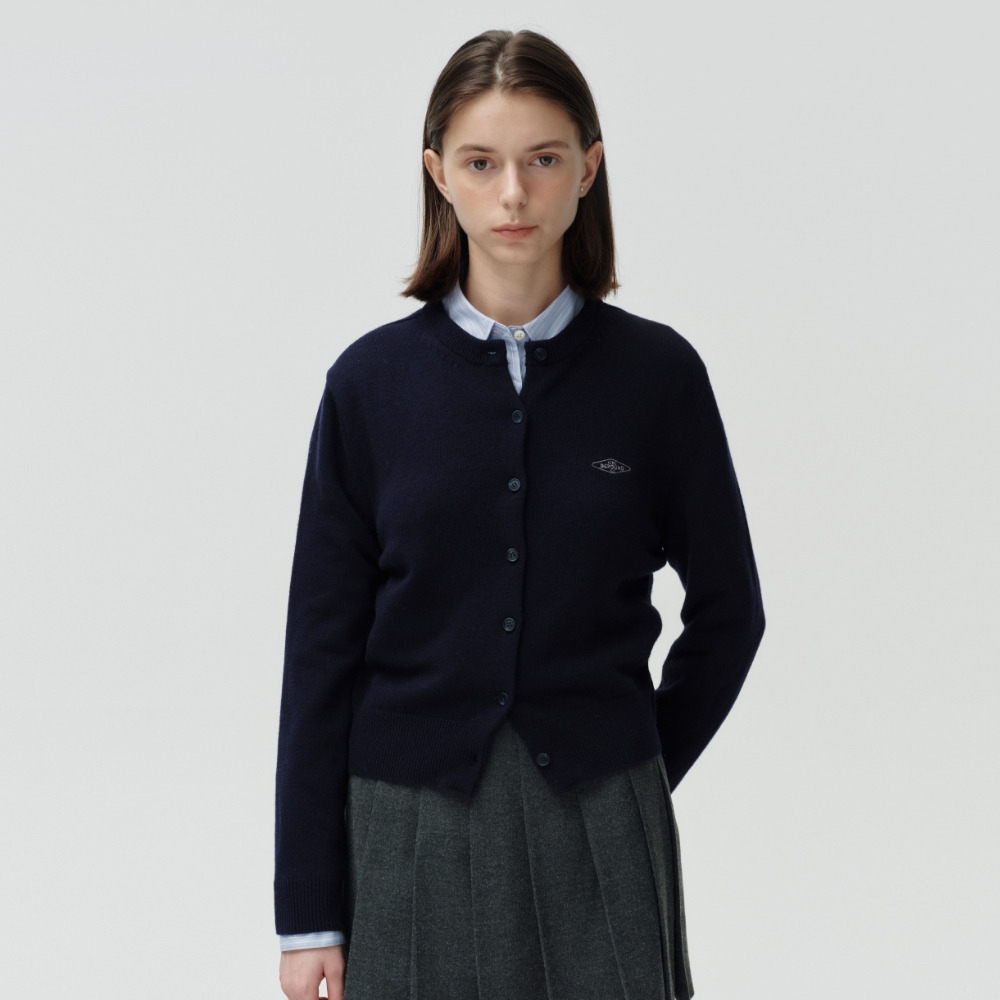 basic cash wool cardigan - navy - 하고(HAGO)