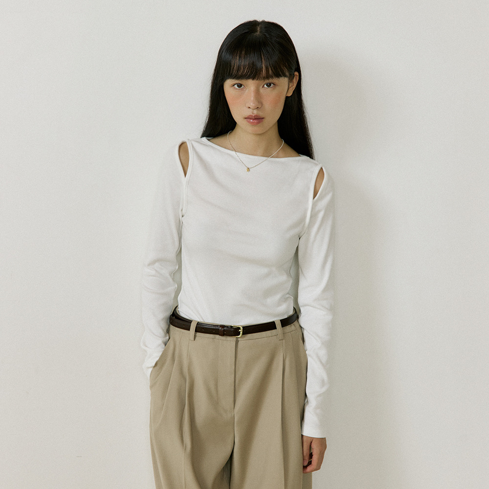 Boatneck Shoulder point Sleeve (ivory) - HAGO(하고)