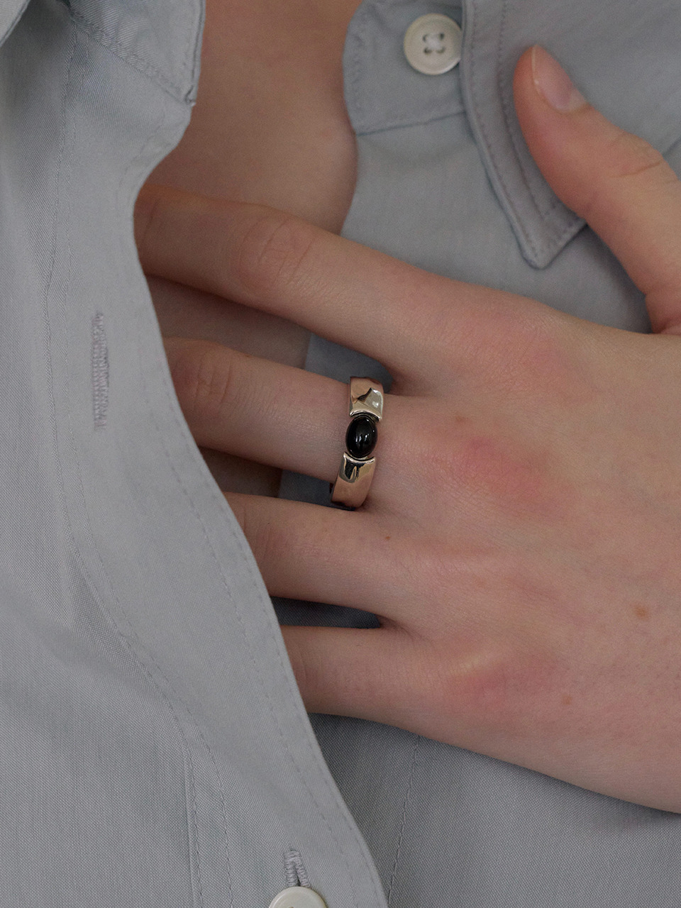 [VEI] 925silver STONE BOLD RING_ONYX - HAGO(하고)