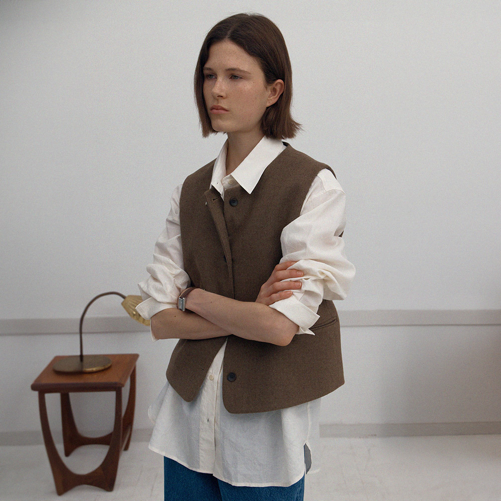 4th / brenda wool vest - camel brown - HAGO(하고)