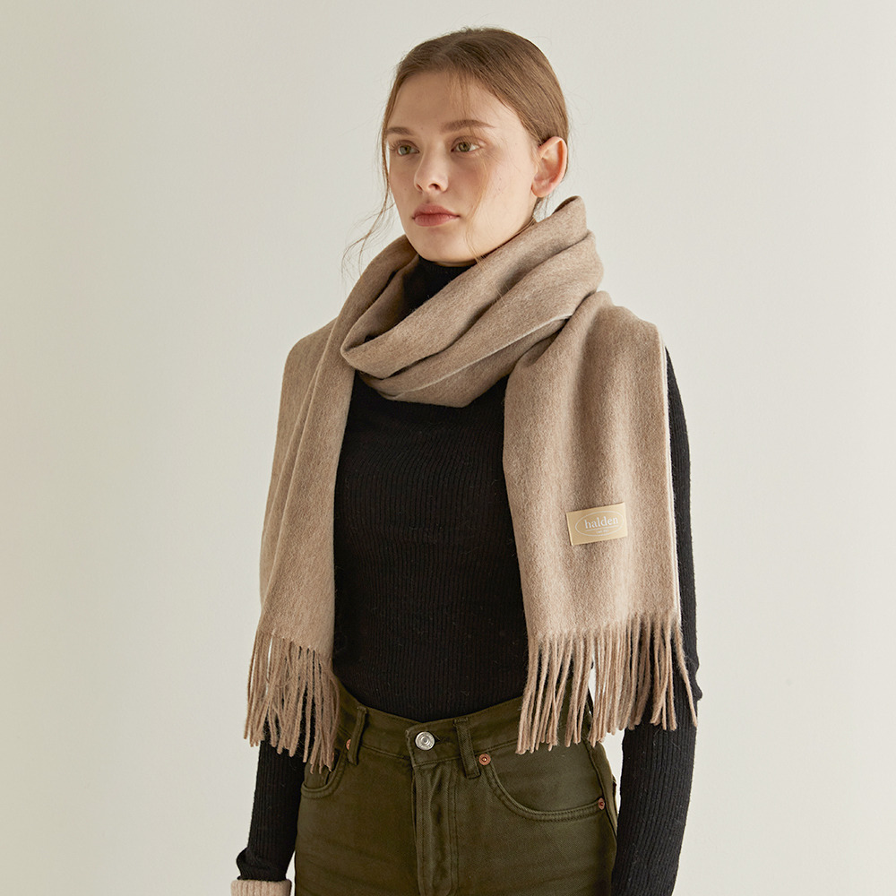 two tone cashmere muffler (M001_dark beige) - HAGO(하고)