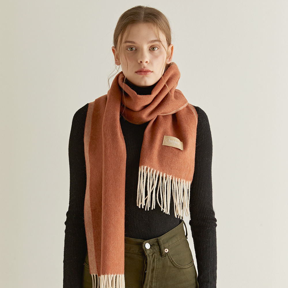 two tone cashmere muffler (M001_camel) - HAGO(하고)