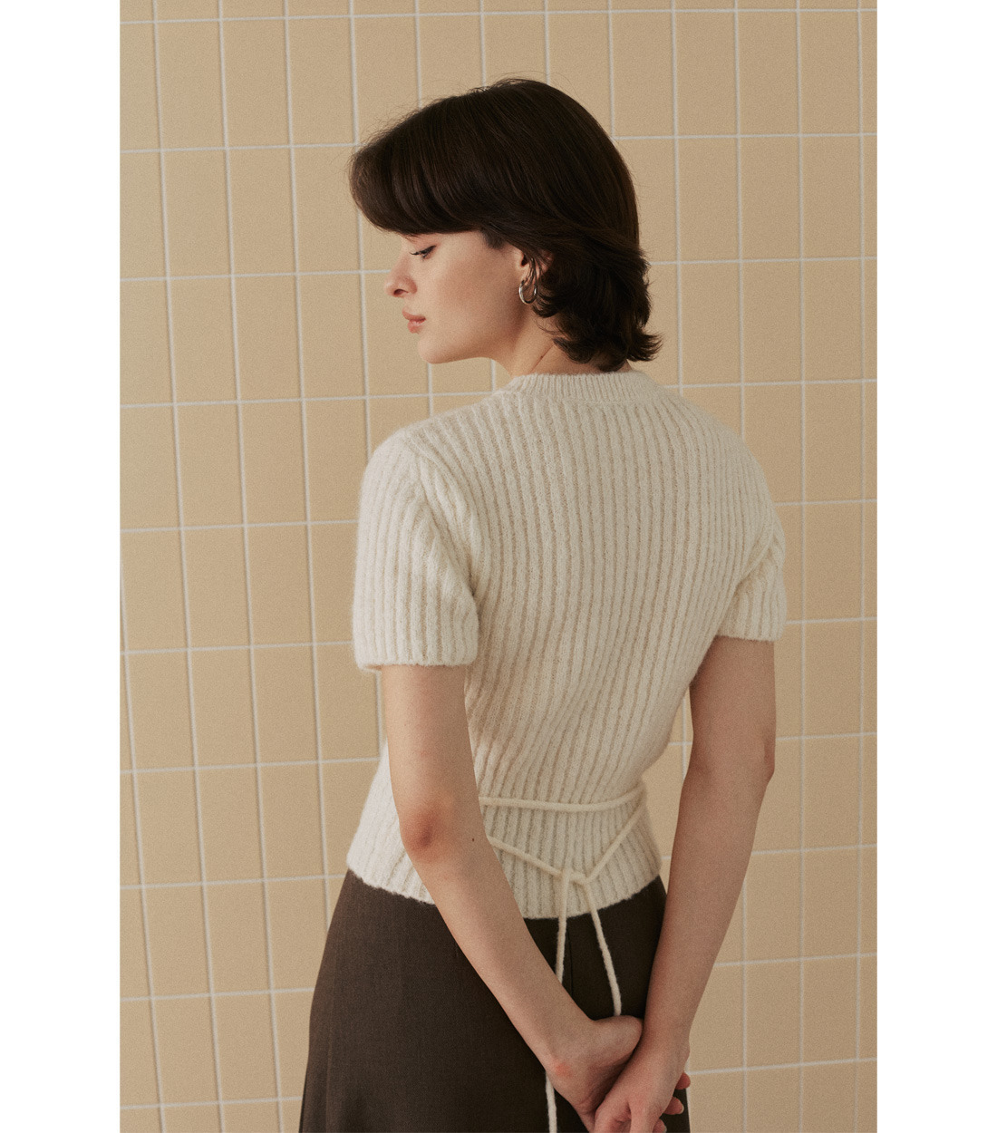 2-WAY TIE KNIT TOP_IVORY - HAGO(하고)