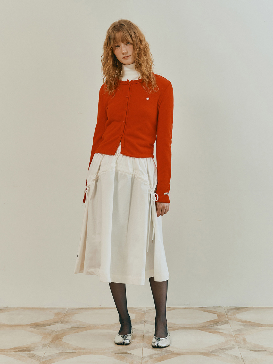 STRING FLARE BANDING LONG SKIRT_WHITE - HAGO(하고)