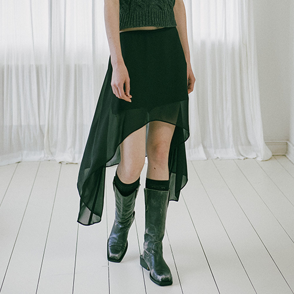 Drawing cut skirt / BK - HAGO(하고)