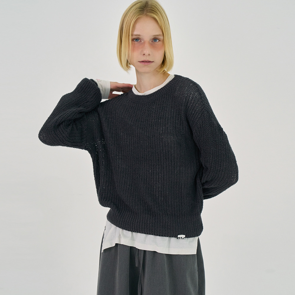Hachi Cotton Knit Charcoal - HAGO(하고)