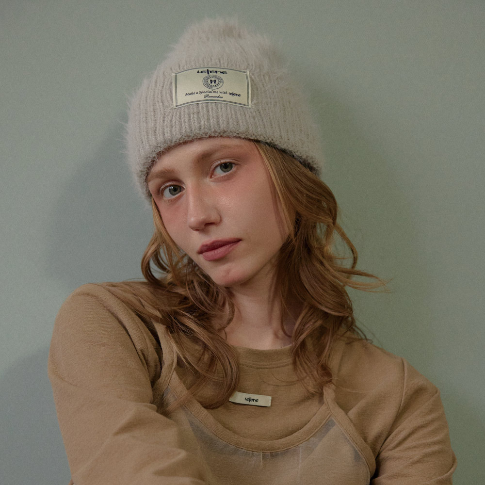 LR LABEL ANGORA BEANIE_GREY - HAGO(하고)