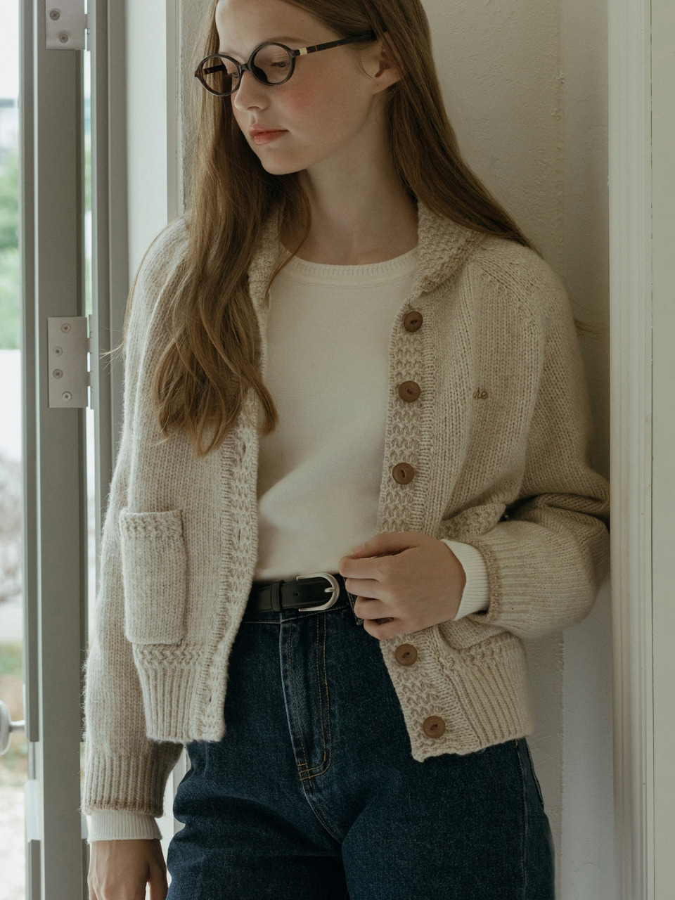 [리사이클] 버튼 카라 바시티 니트 자켓_2COLOR - HAGO(하고)