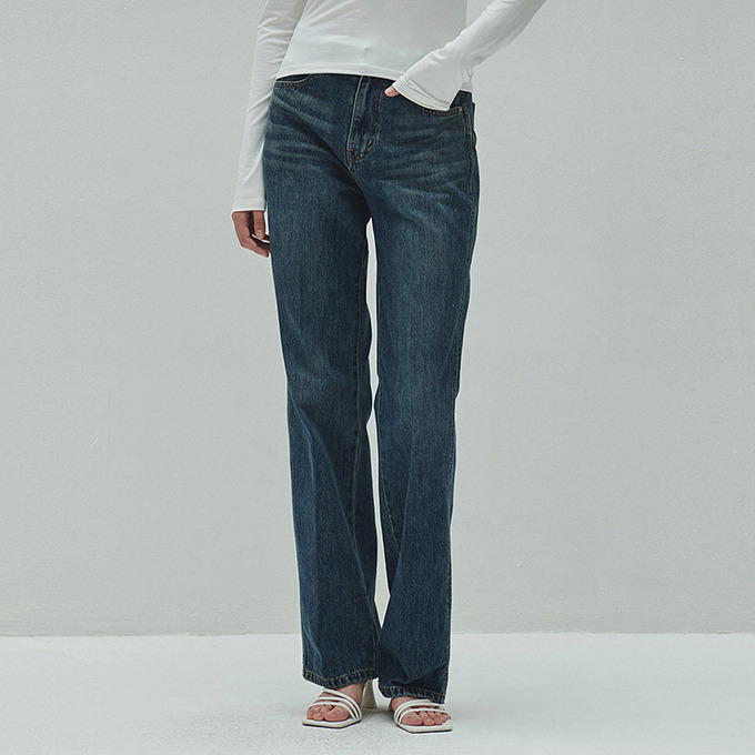 BASIC LINE DENIM PANTS (dark blue) - HAGO(하고)