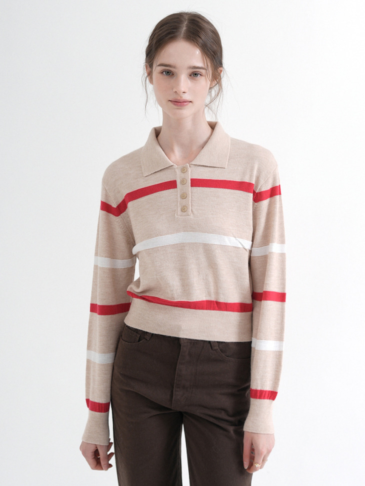 [수요카테전]Viscose Calla Button Knit (Beige) - 하고(HAGO)