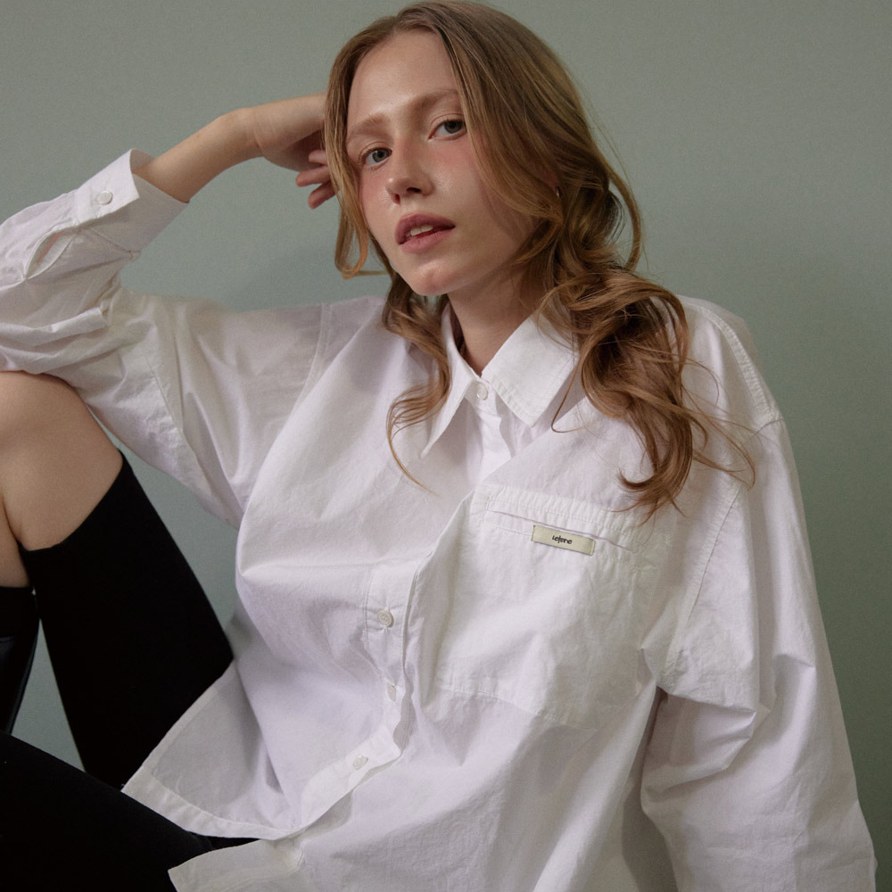 LR LABEL OVERFIT SHIRT_WHITE - HAGO(하고)