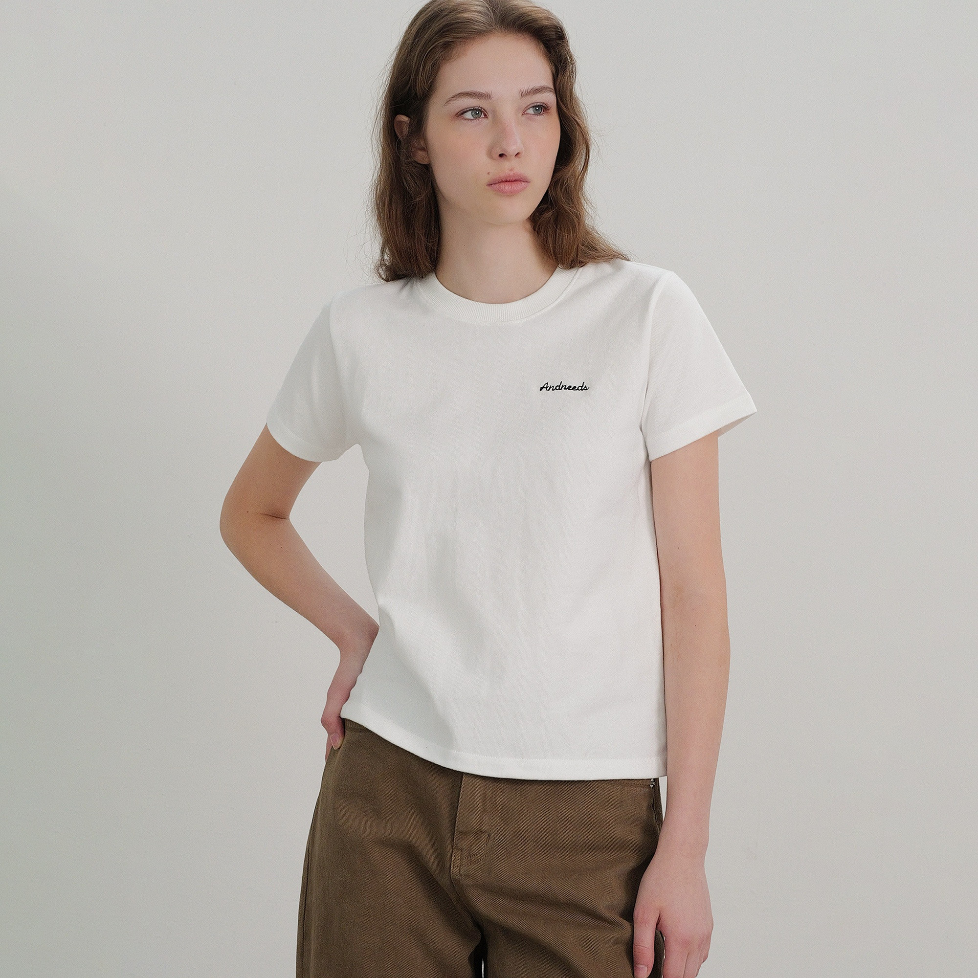Essential peach half tee (white) - HAGO(하고)