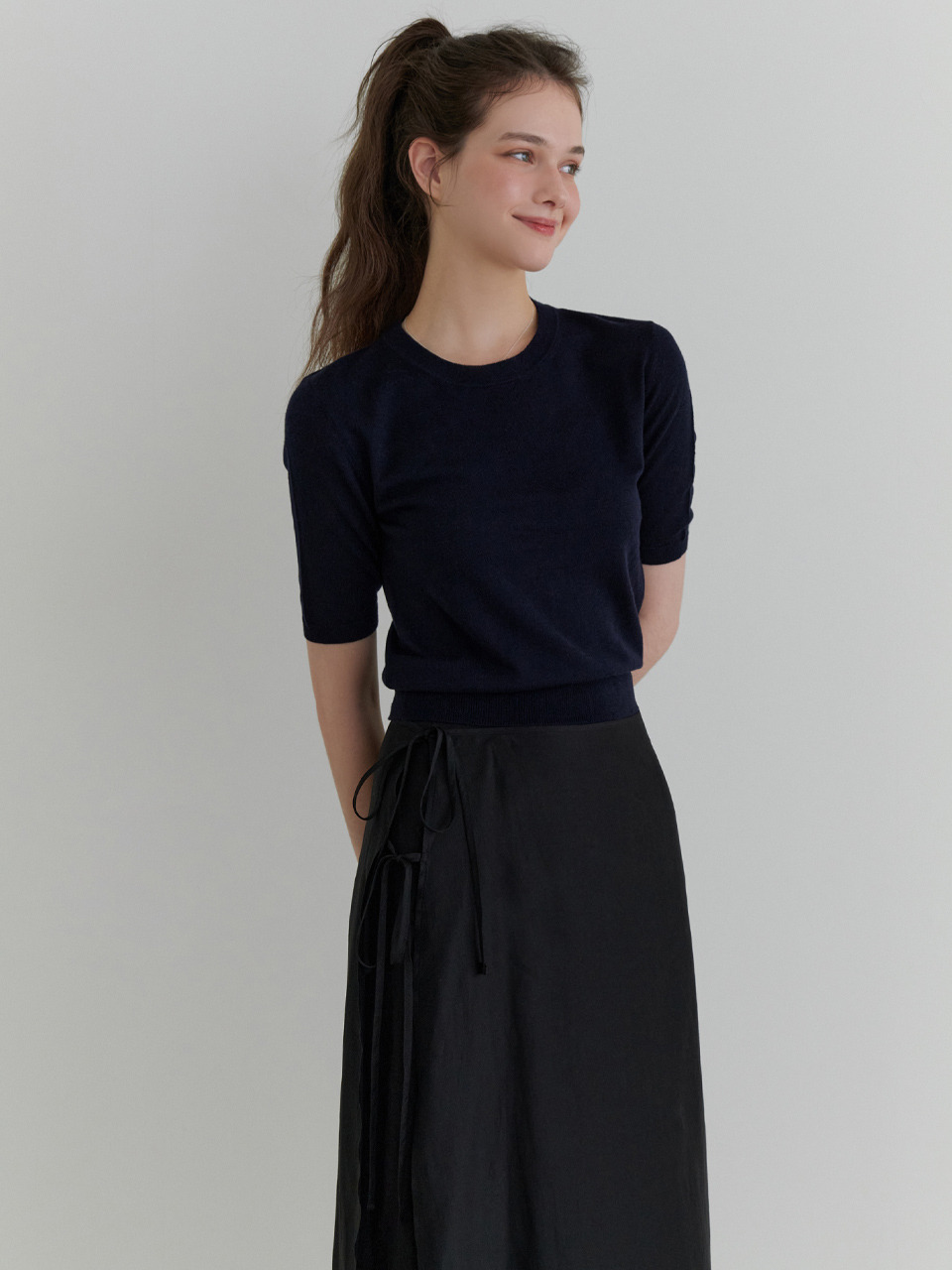 Sandy half knit (navy) - HAGO(하고)