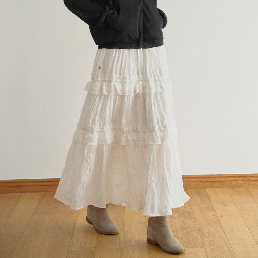 WRINKLE TEARD SKIRT [IVORY] - HAGO(하고)