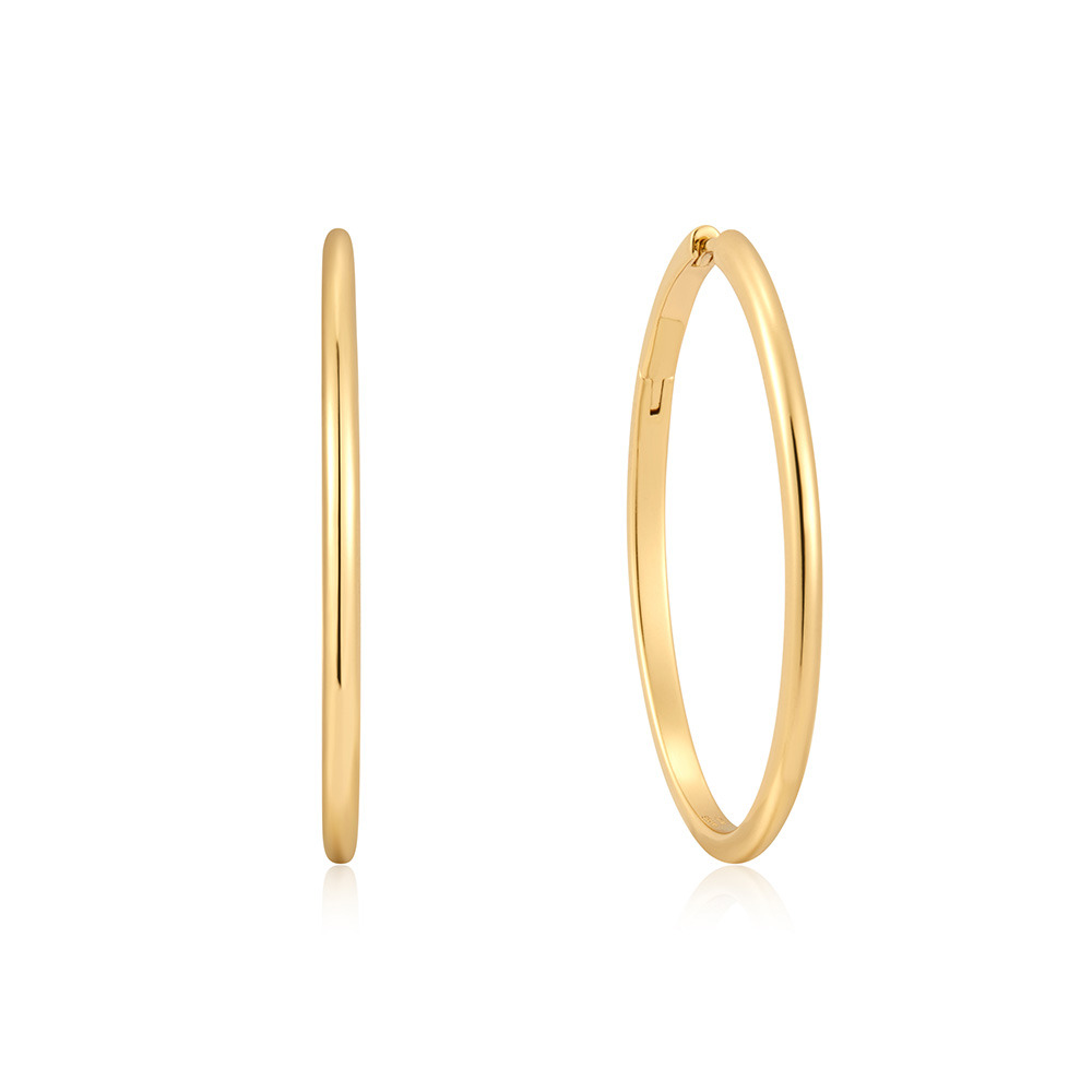 [아니아 하이에]플레인 오벌사이즈 925 실버 후프 링 귀걸이 E059-21G - HAGO(하고)