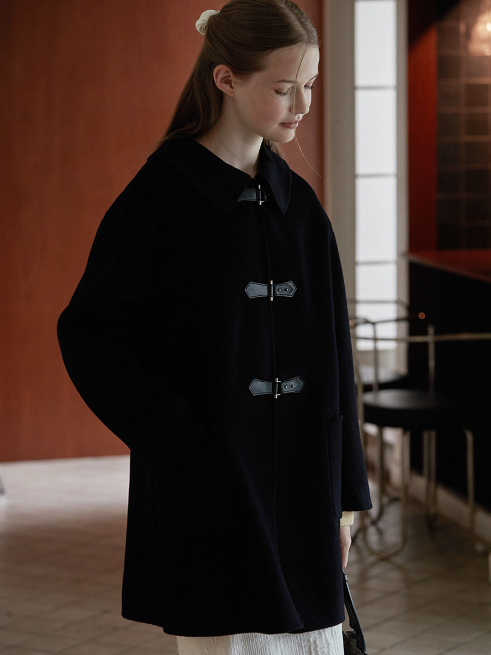 Buckle point handmade coat - Navy - HAGO(하고)