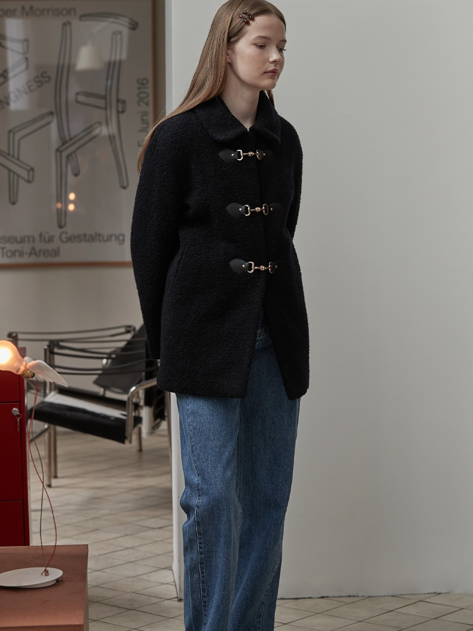 Clasp half coat - Navy - 하고(HAGO)