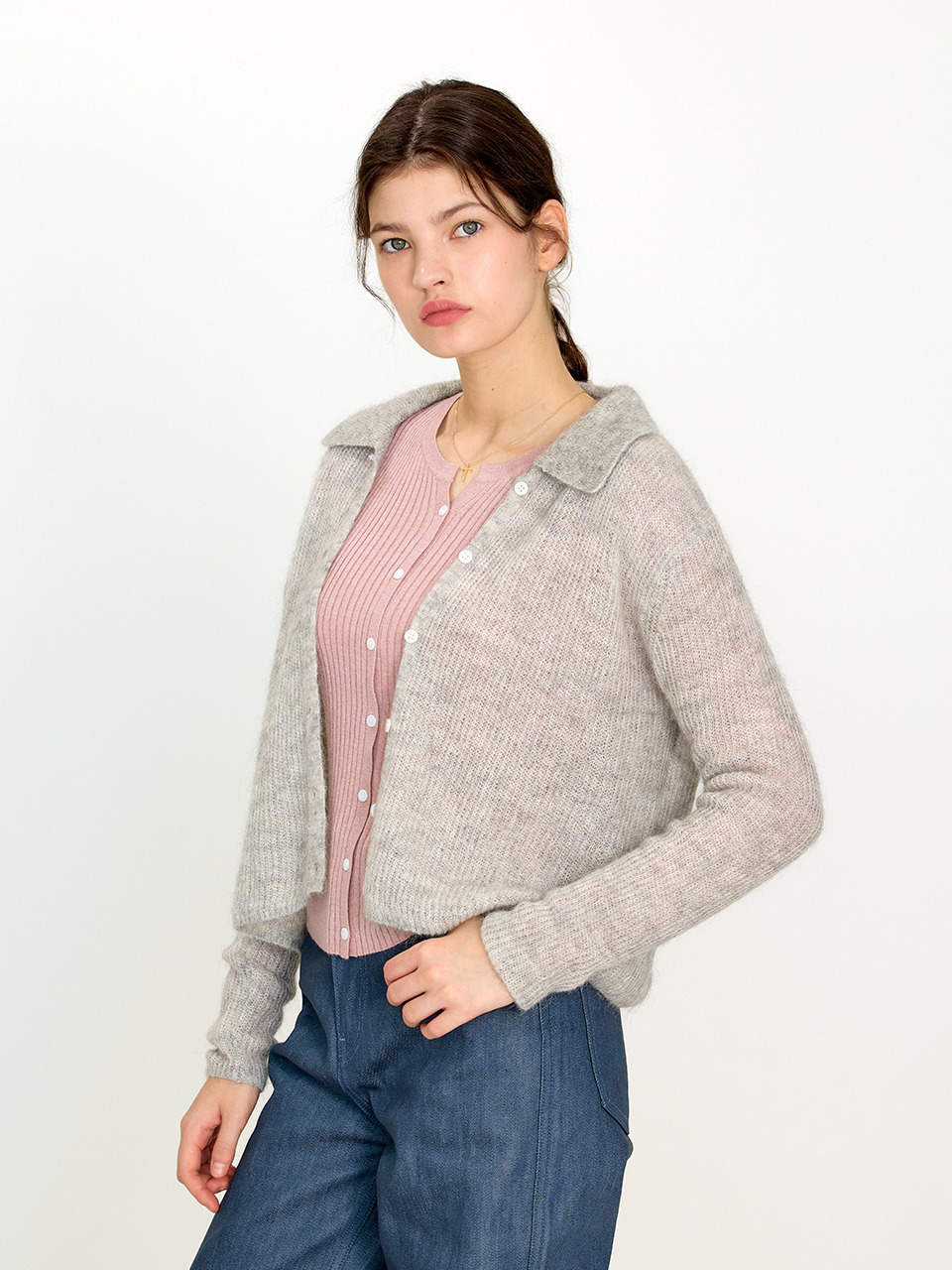 AR_Stand collar pastel cardigan_3color - HAGO(하고)