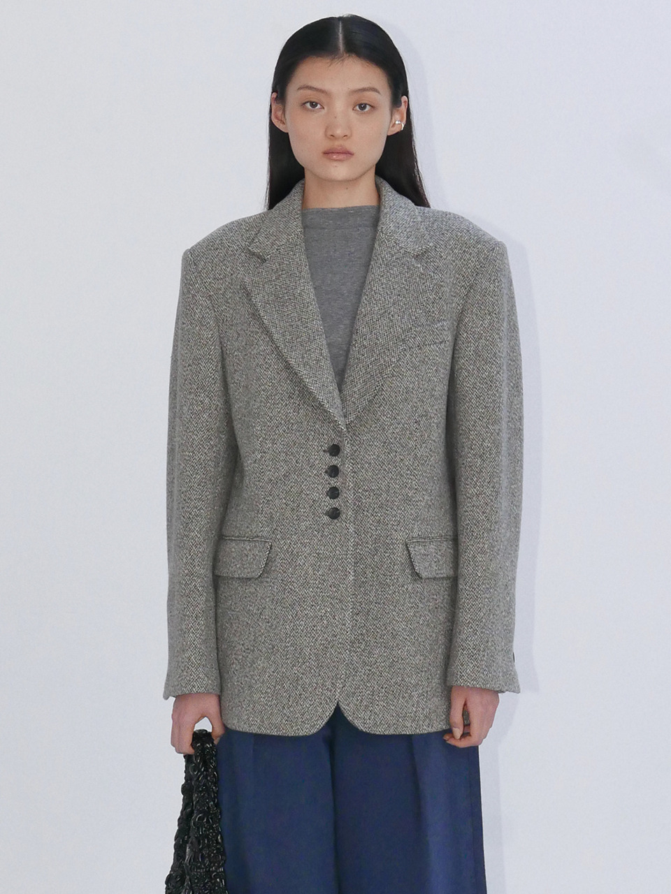 ALPACA BLEND CLASSIC JACKET - GREY - 하고(HAGO)