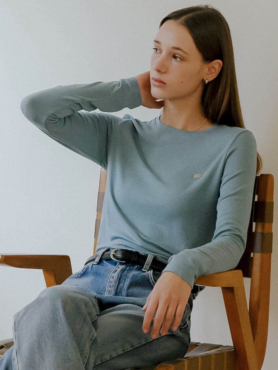 Basic soft lyocell T-shirt_Sky blue - HAGO(하고)