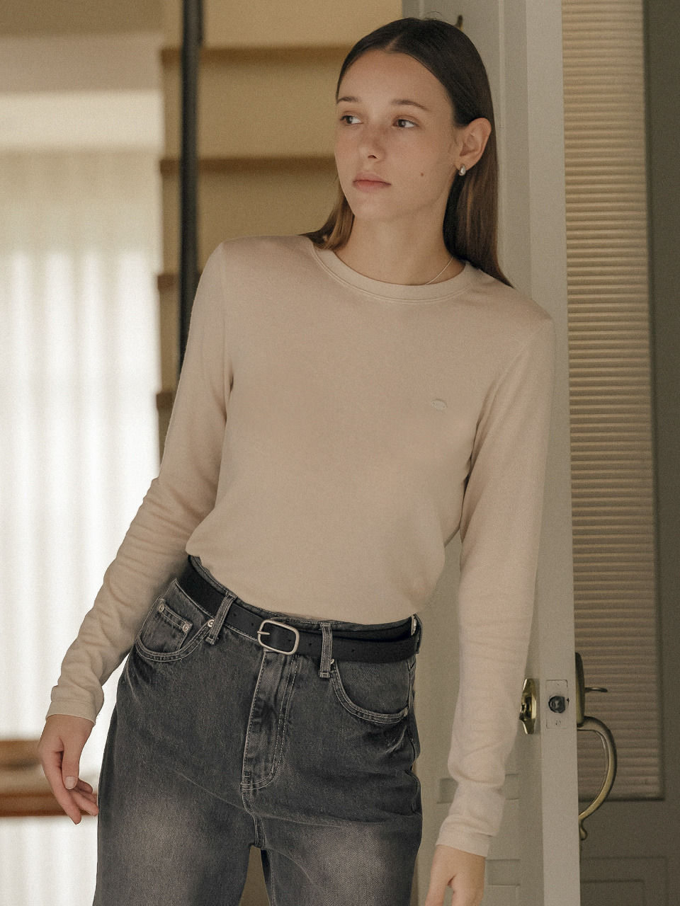 Basic soft lyocell T-shirt_Beige - 하고(HAGO)