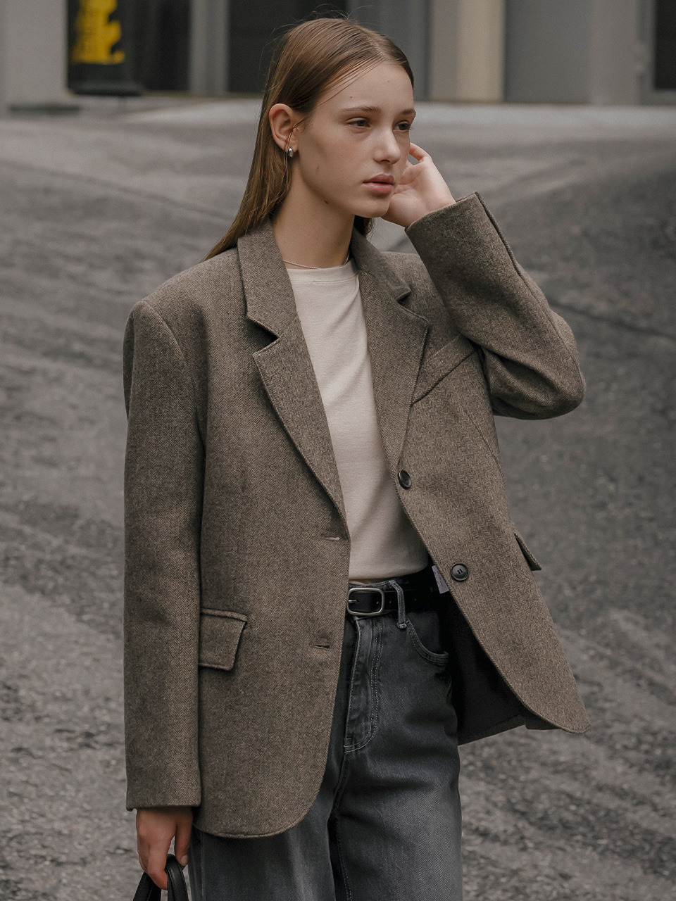 [당일출고] Herringbone wool jacket_Brown - 하고(HAGO)