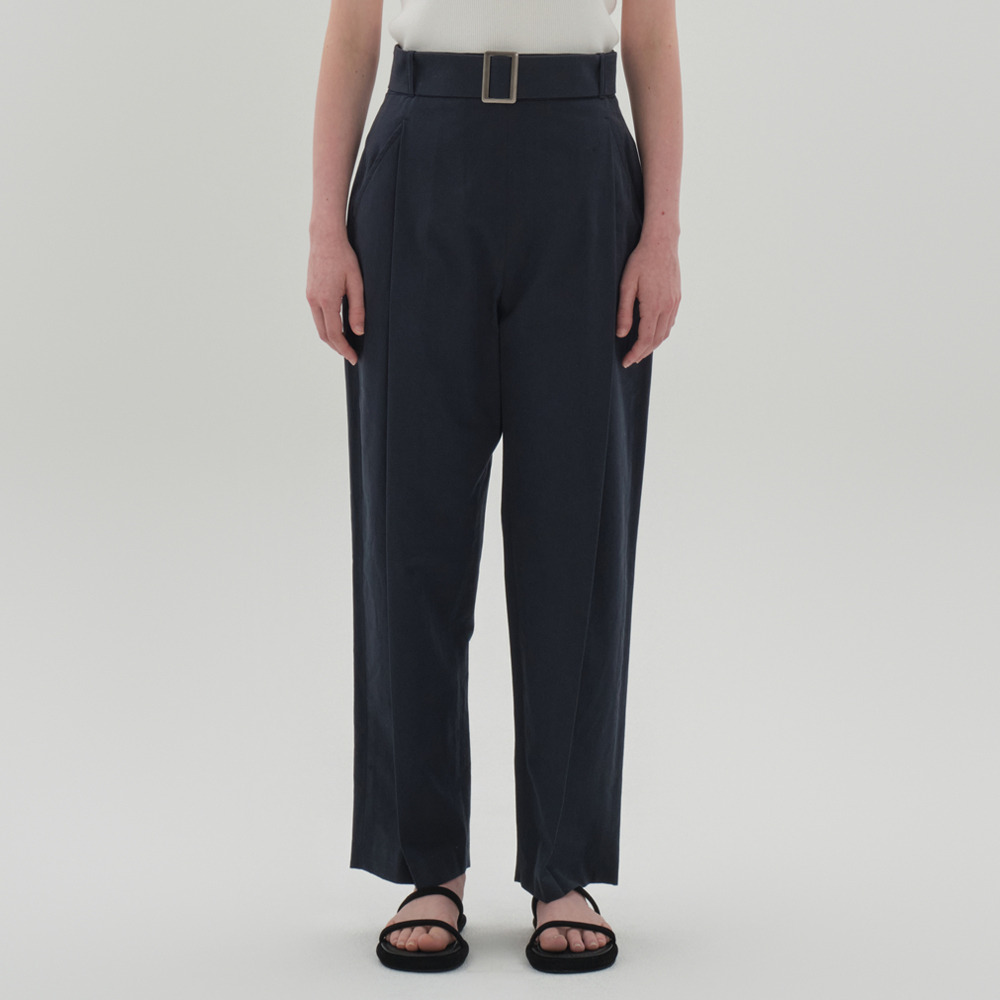 belted round pants_navy - 하고(HAGO)