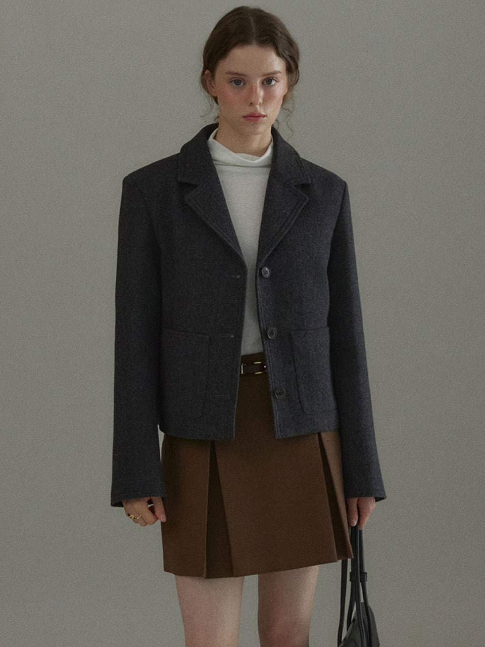 PREMIUM WOOL JACKET [CHARCOAL] - 하고(HAGO)