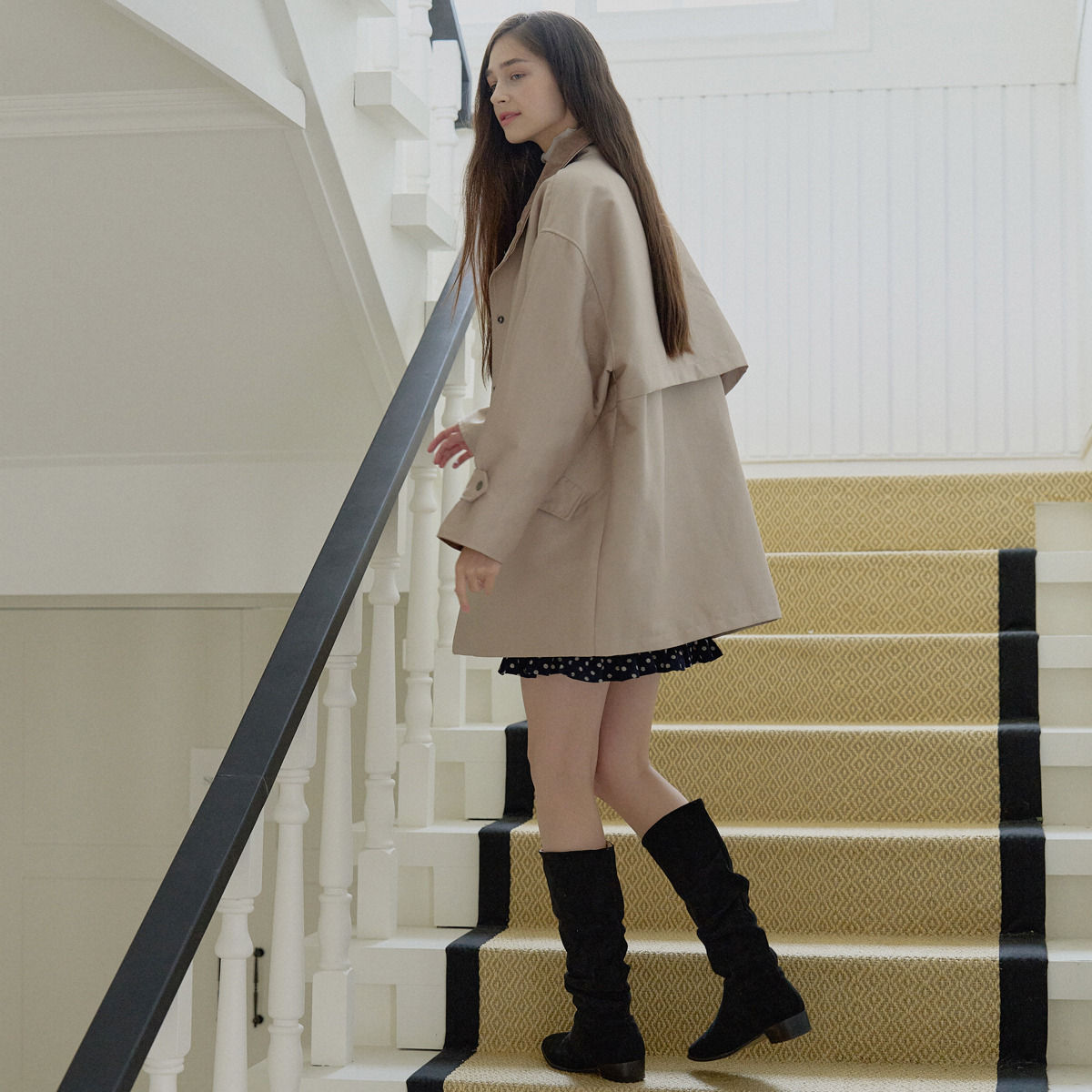 Band Neck Half Trench Jacket - BEIGE - HAGO(하고)