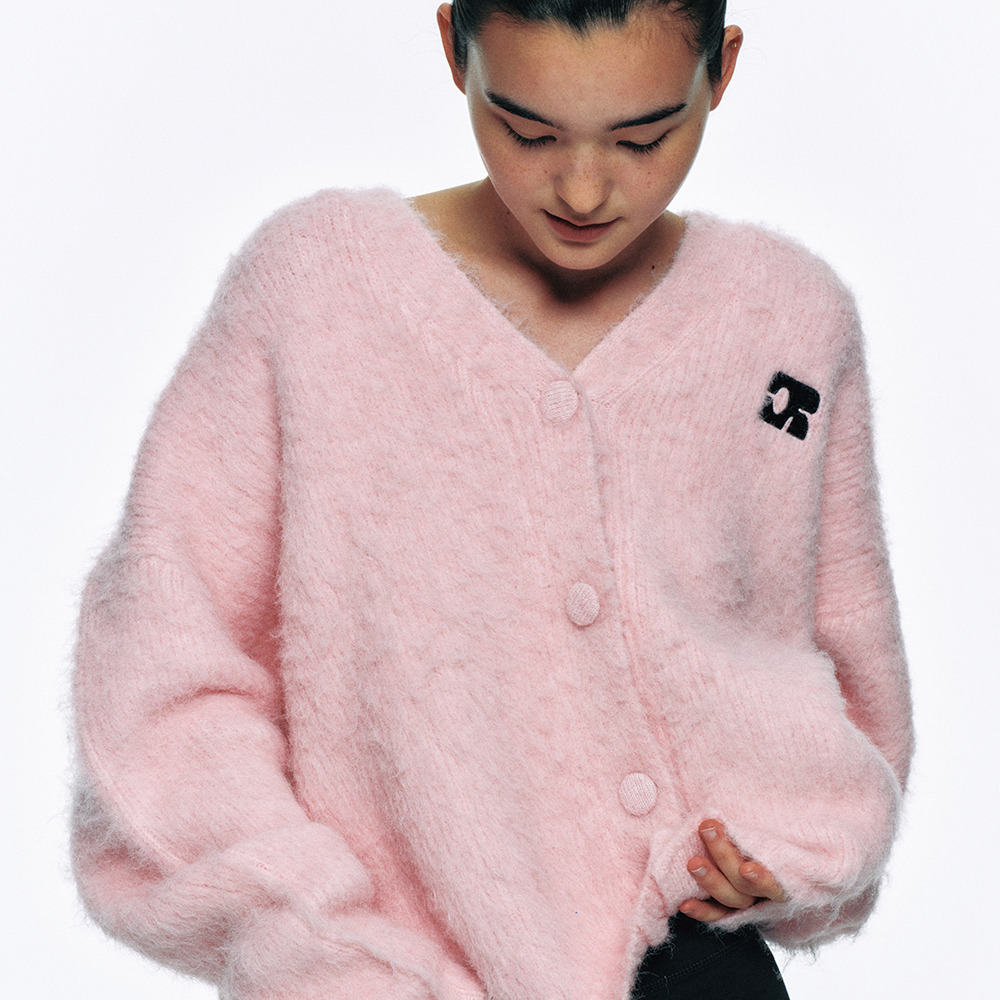 CENTAUR BULKY BRUSHED WOOL CARDIGAN_PINK - 하고(HAGO)