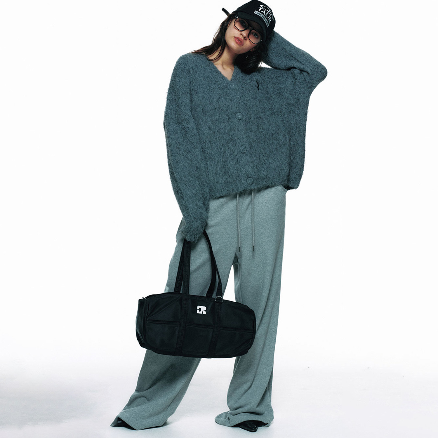CENTAUR BULKY BRUSHED WOOL CARDIGAN_GREY - HAGO(하고)