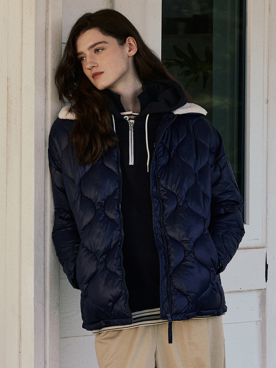 _(WOMEN) Onion Quilting Wellon Jacket_Navy - HAGO(하고)