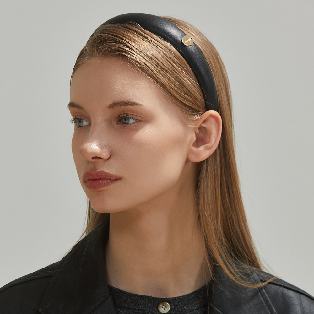 ANC NEW LEATHER HAIR BAND_BLACK - 하고