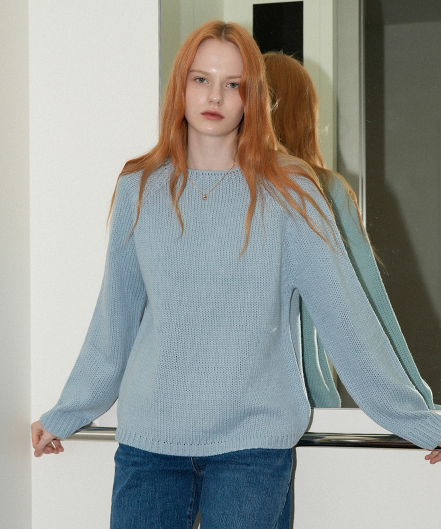 Boat Neck Basic Knit (Sora) - HAGO(하고)